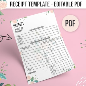Receipt Template Editable Flower Invoice Template Order - Etsy