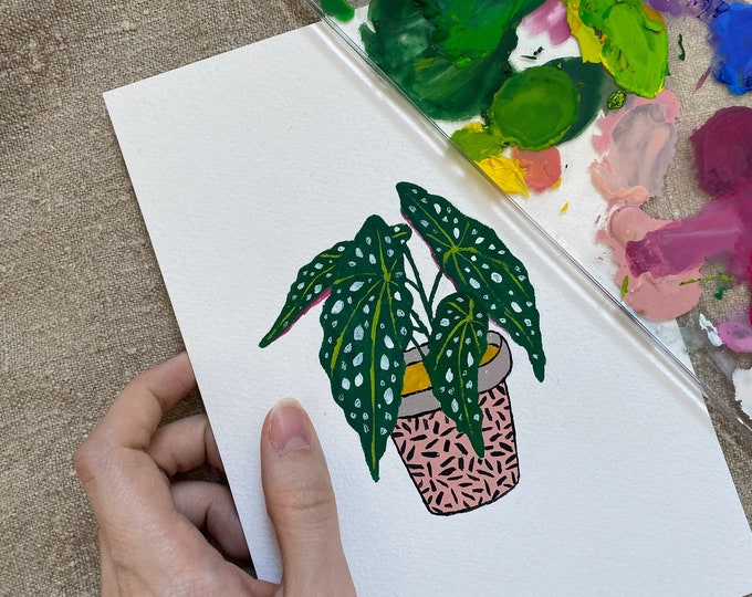 Original Gouache Painting Plant Botanic Illustration Begonia Maculata ...