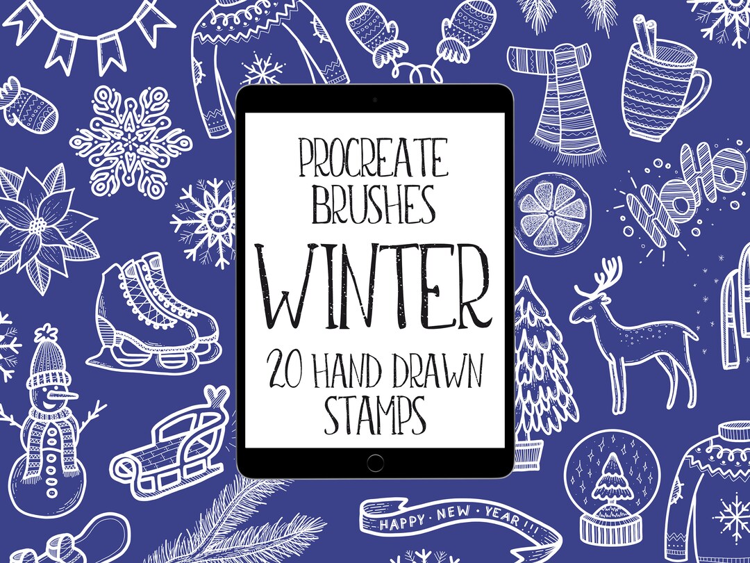 Procreate Stamps Winter and Snow Digital iPad Illustration Hand Painted ...