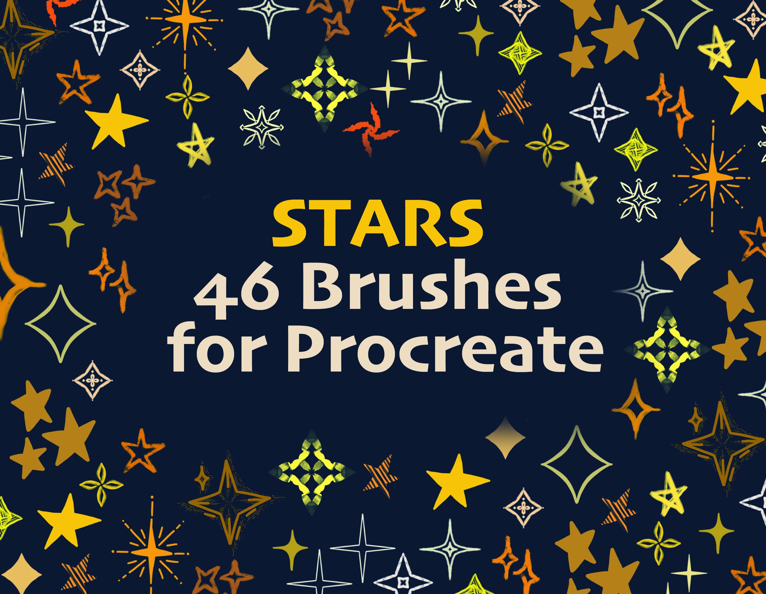 46 Stars Procreate Brush | Procreate Stars Stamp | Brushes for ...