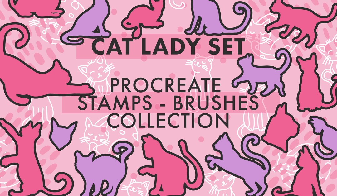 Cats Procreate Stamps Kitten Shapes Brushes for Procreate - Stamps Cat ...