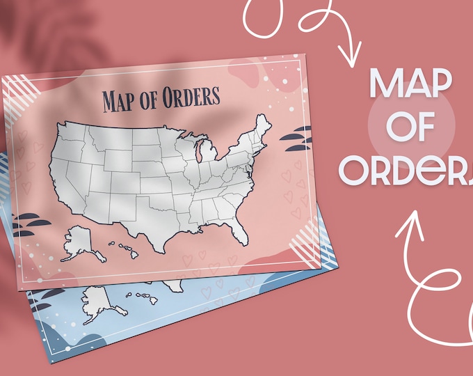 Sales Map Map of Orders US Printable Pink&blue A4 Print Now Download ...