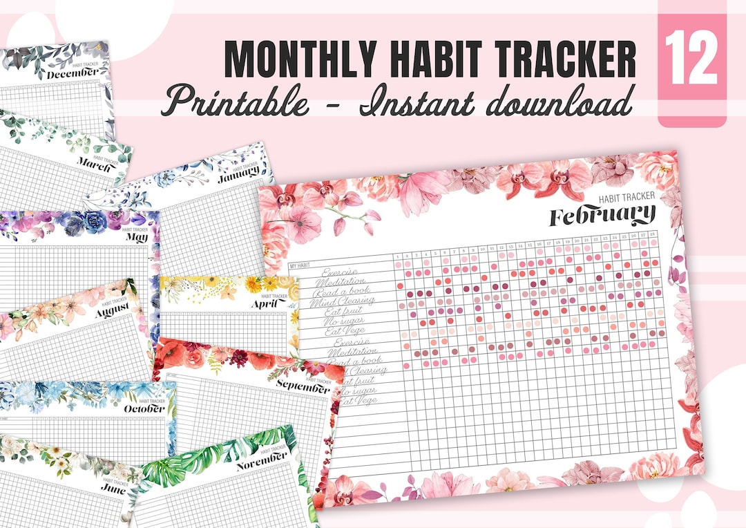 Habit Tracker Printable Monthly Daily Calendar Routine - Etsy