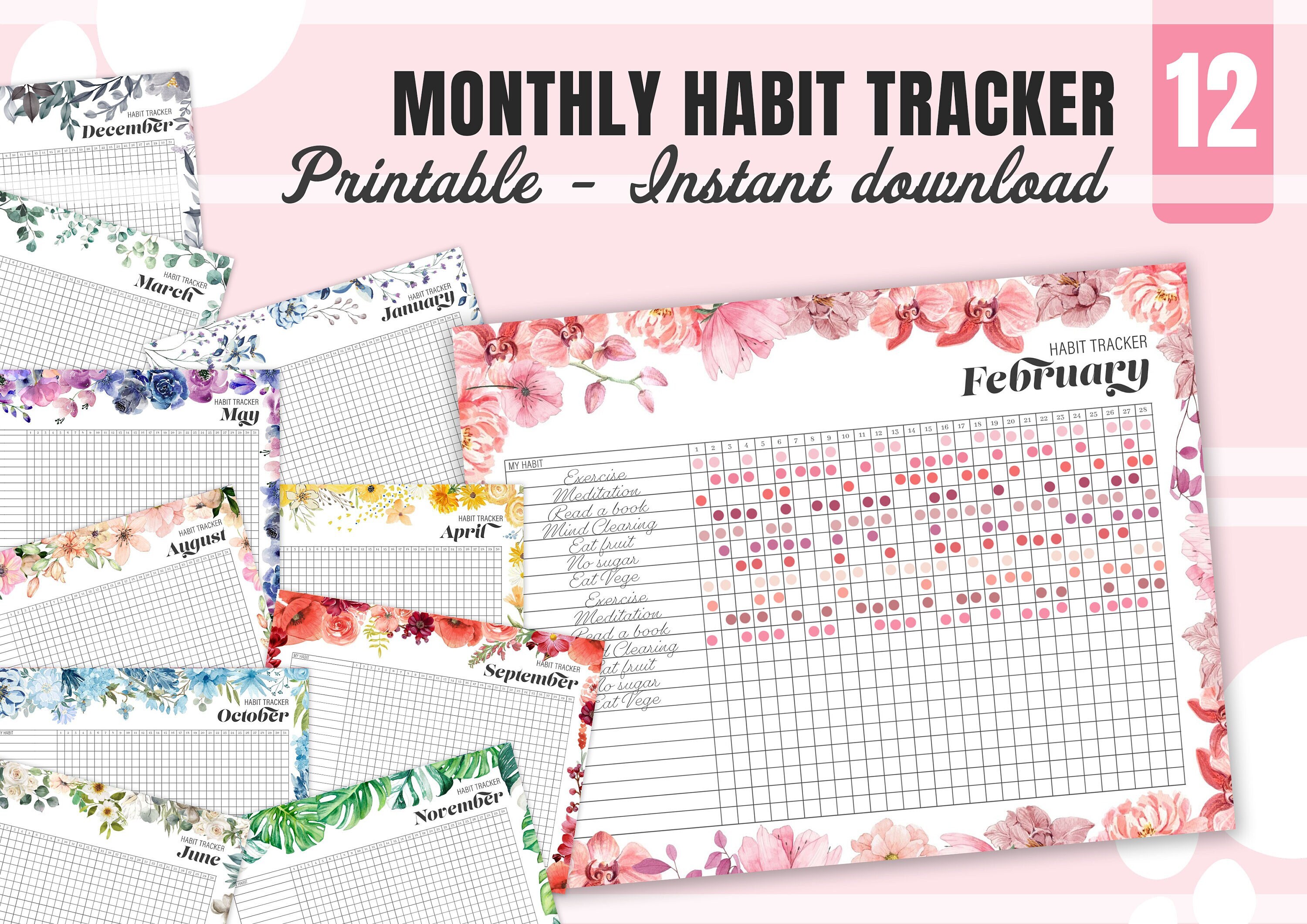 Habit Tracker Printable Monthly Daily Calendar Routine - Etsy
