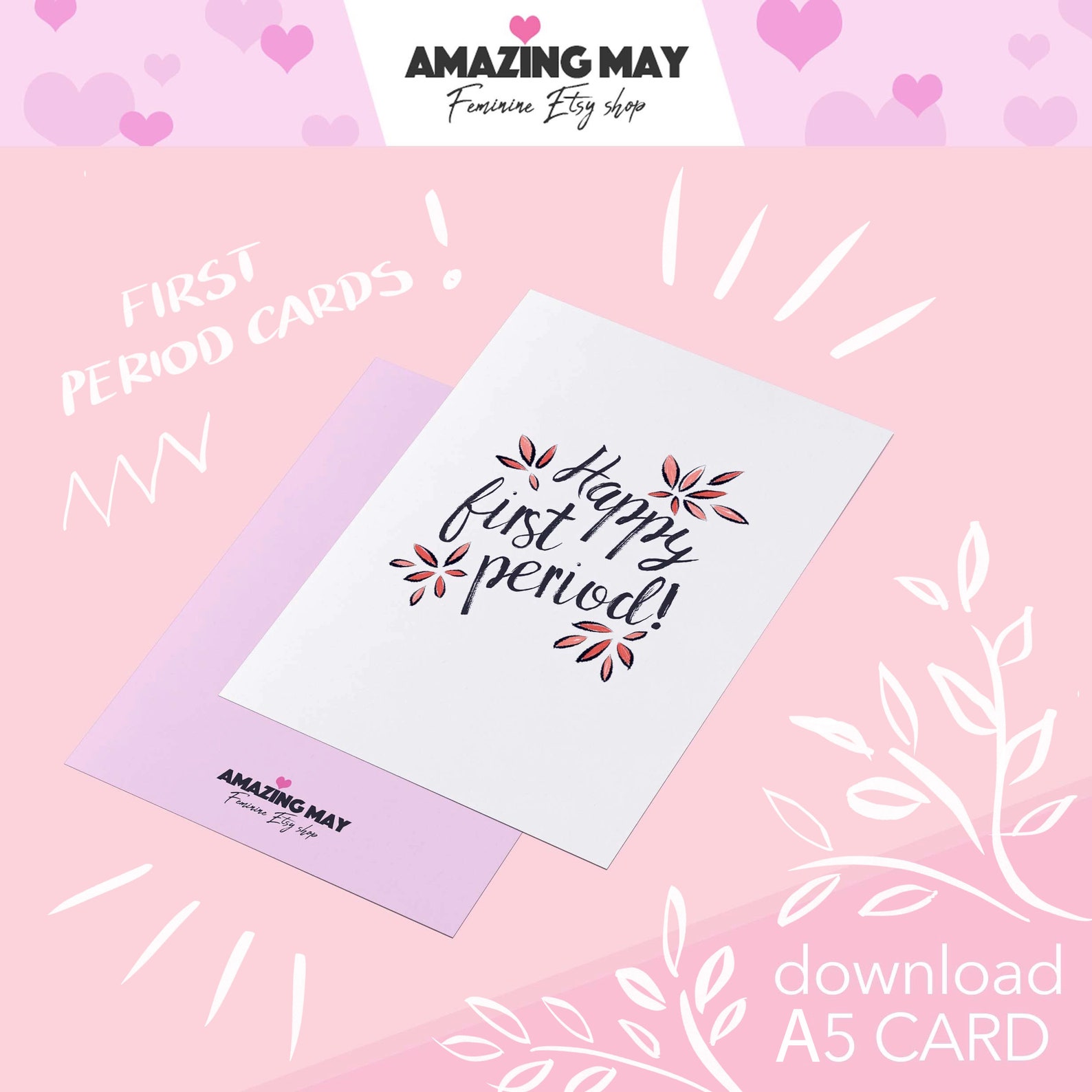 First Period Card for Girl, Daughter - Celebration Party! * Print Now ...