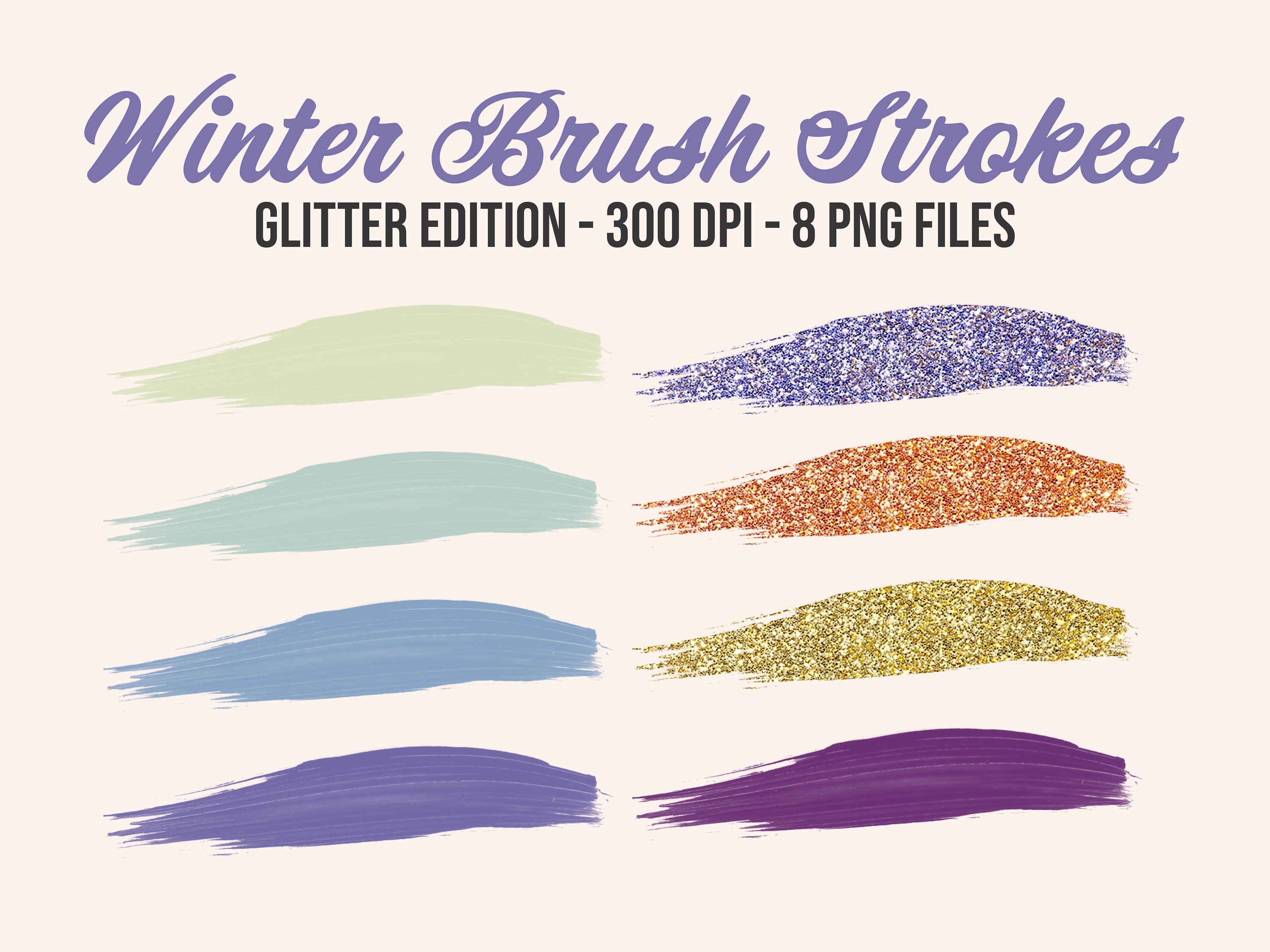 Brush Strokes Glitter Clipart Winter Colors Paint Brush - Etsy