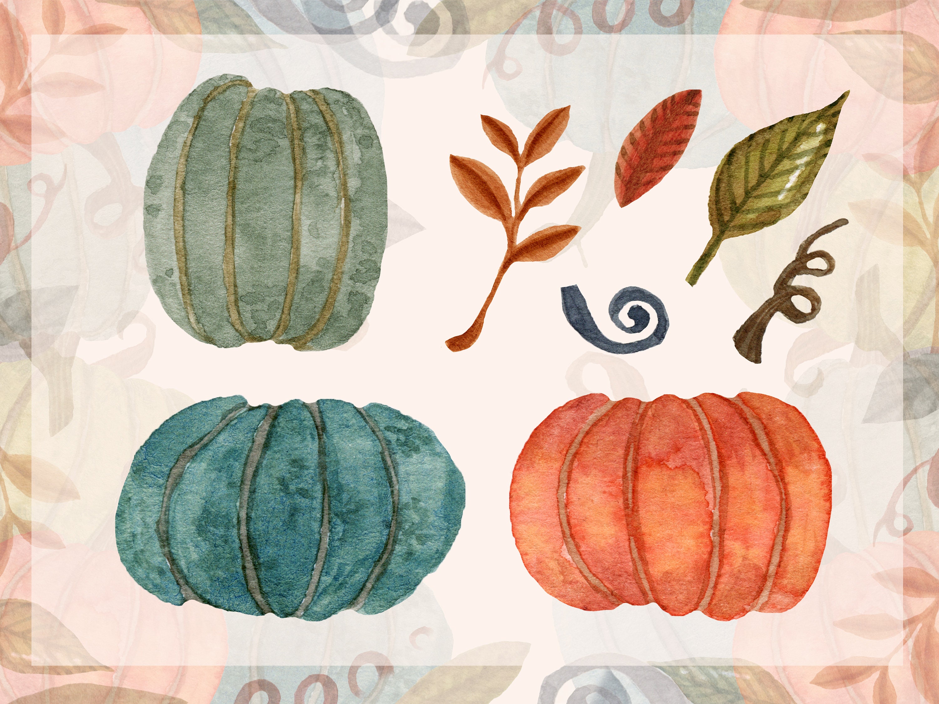 Watercolor Pumpkin Clip Art Hand Painted Pumpkins Png - Etsy