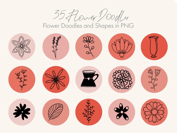 35 Shapes Hand Drawn PNG Files Illustration Doodle Part 2 | Etsy