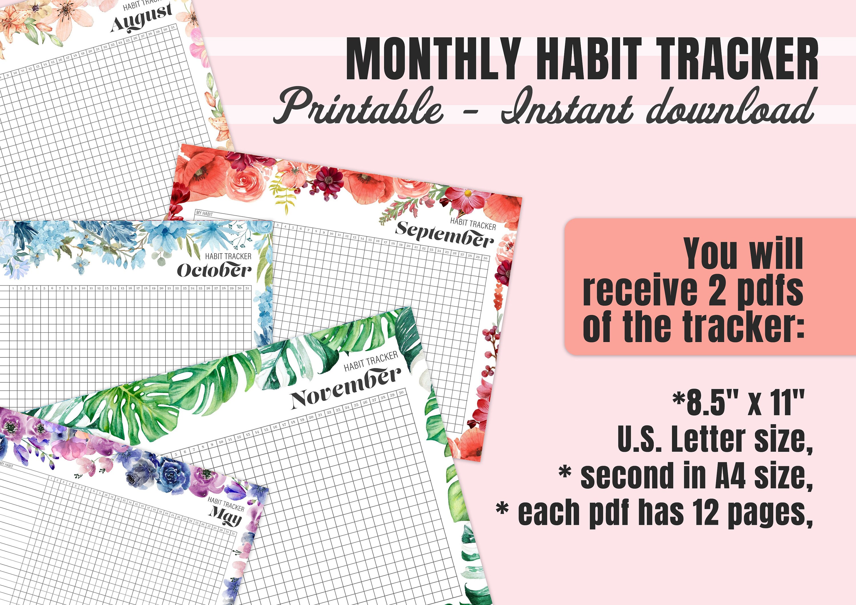 Habit Tracker Printable Monthly Daily Calendar Routine - Etsy