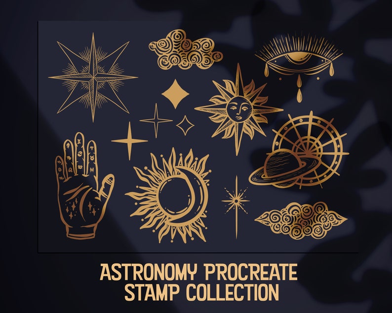 Astrology Symbols Sun Stars Brushes Procreate - Zodiac Signs Stamps ...