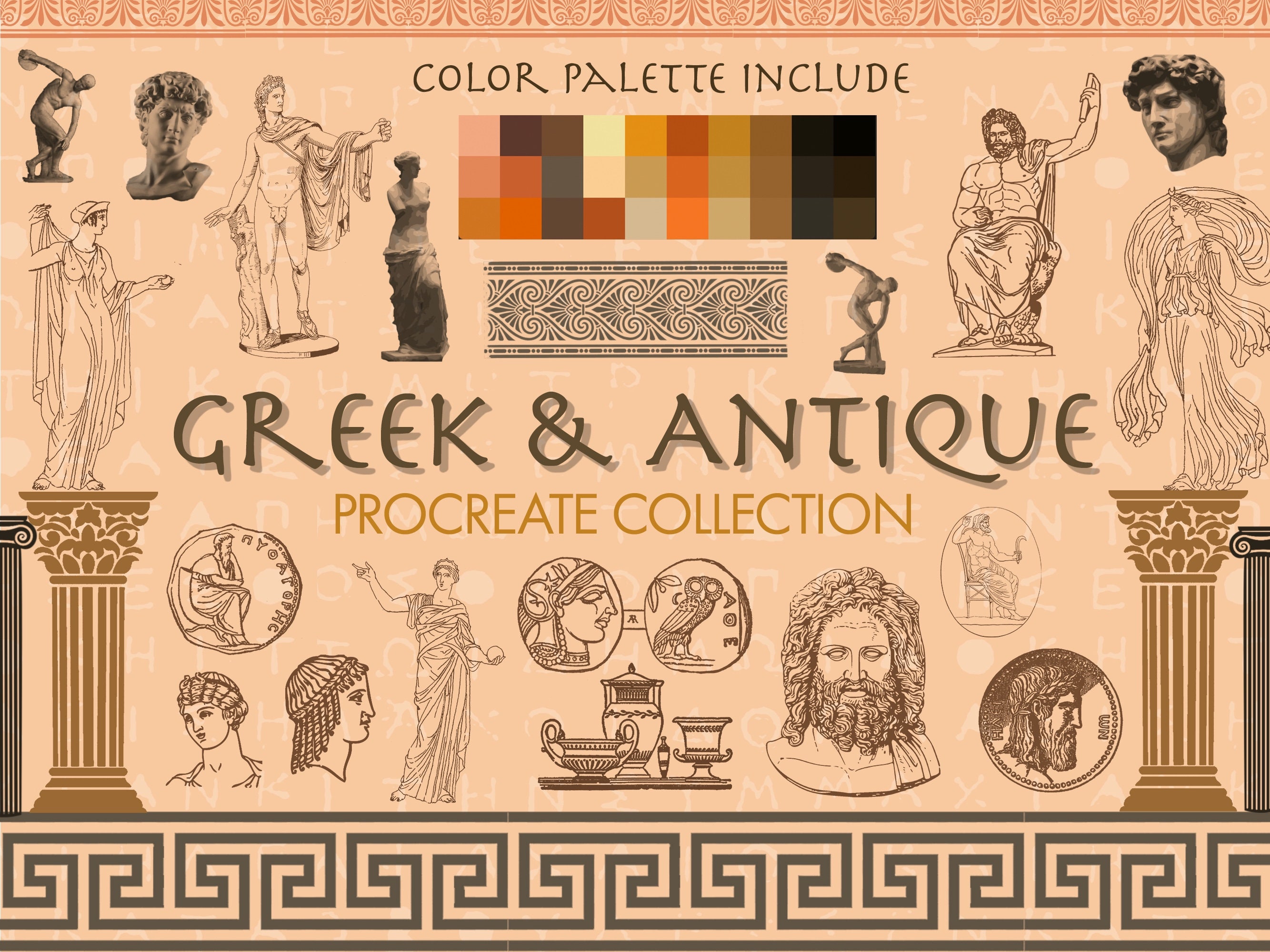Greek Antic Roman Mythology Brushes Procreate - Stamps Digital for iPad ...