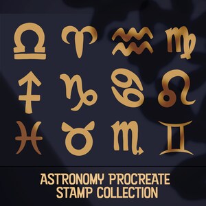 Astrology Symbols Sun Stars Brushes Procreate - Zodiac Signs Stamps ...