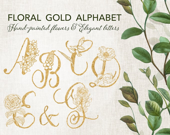 Floral Alphabet PNG Clipart, Gold Letter, Decorative Alphabet, Letters ...
