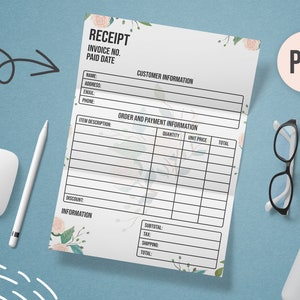 Receipt Template Editable Flower Invoice Template Order - Etsy