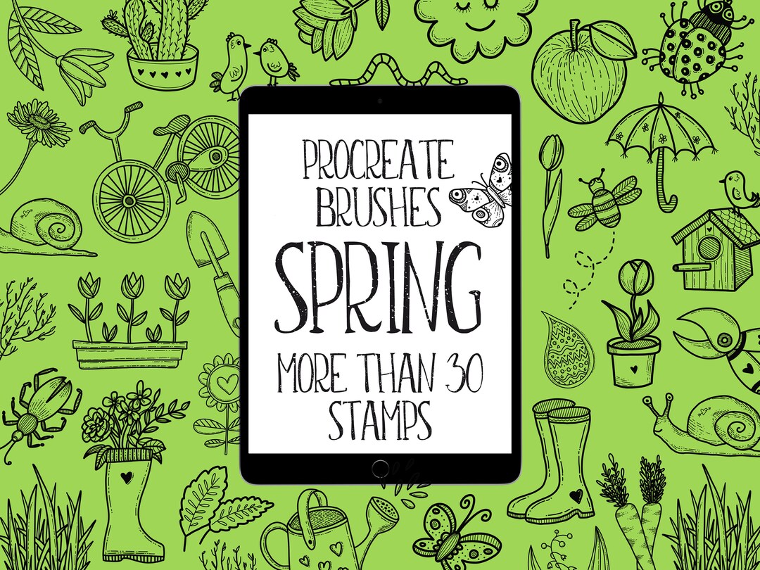 Spring Shapes Brushes Procreate - Stamps Flower Garden Collection ...