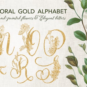 Floral Alphabet PNG Clipart, Gold Letter, Decorative Alphabet, Letters ...