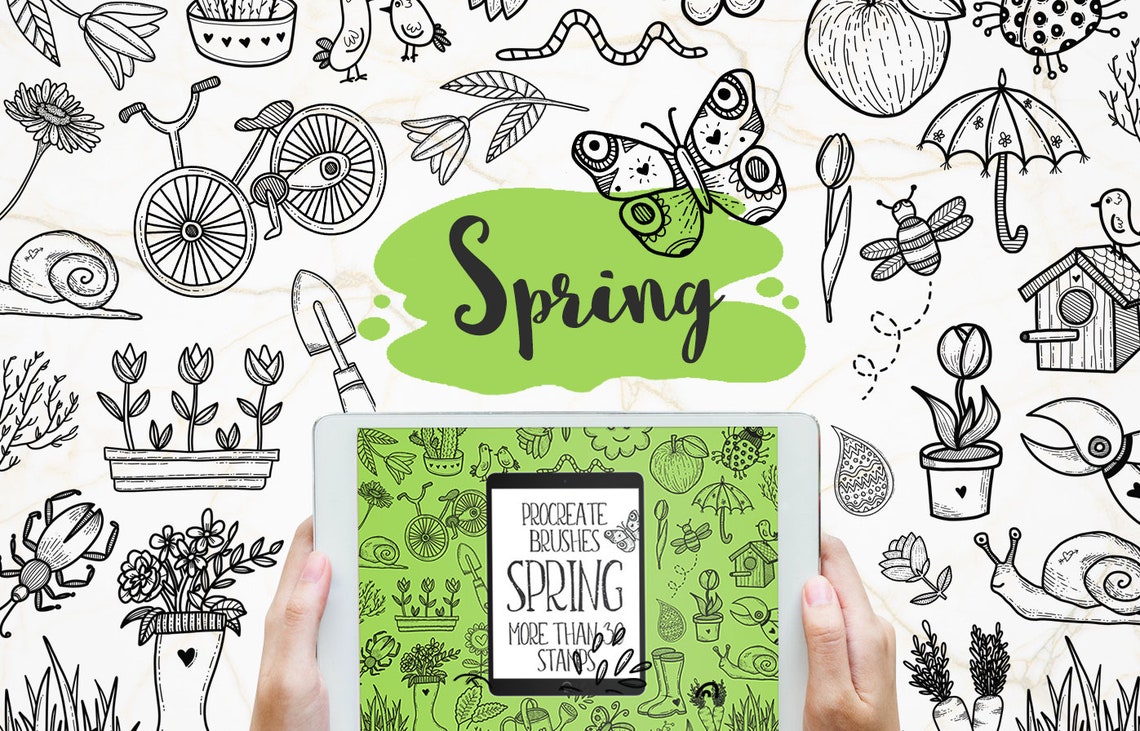 Spring Shapes Brushes Procreate Stamps Flower Garden - Etsy