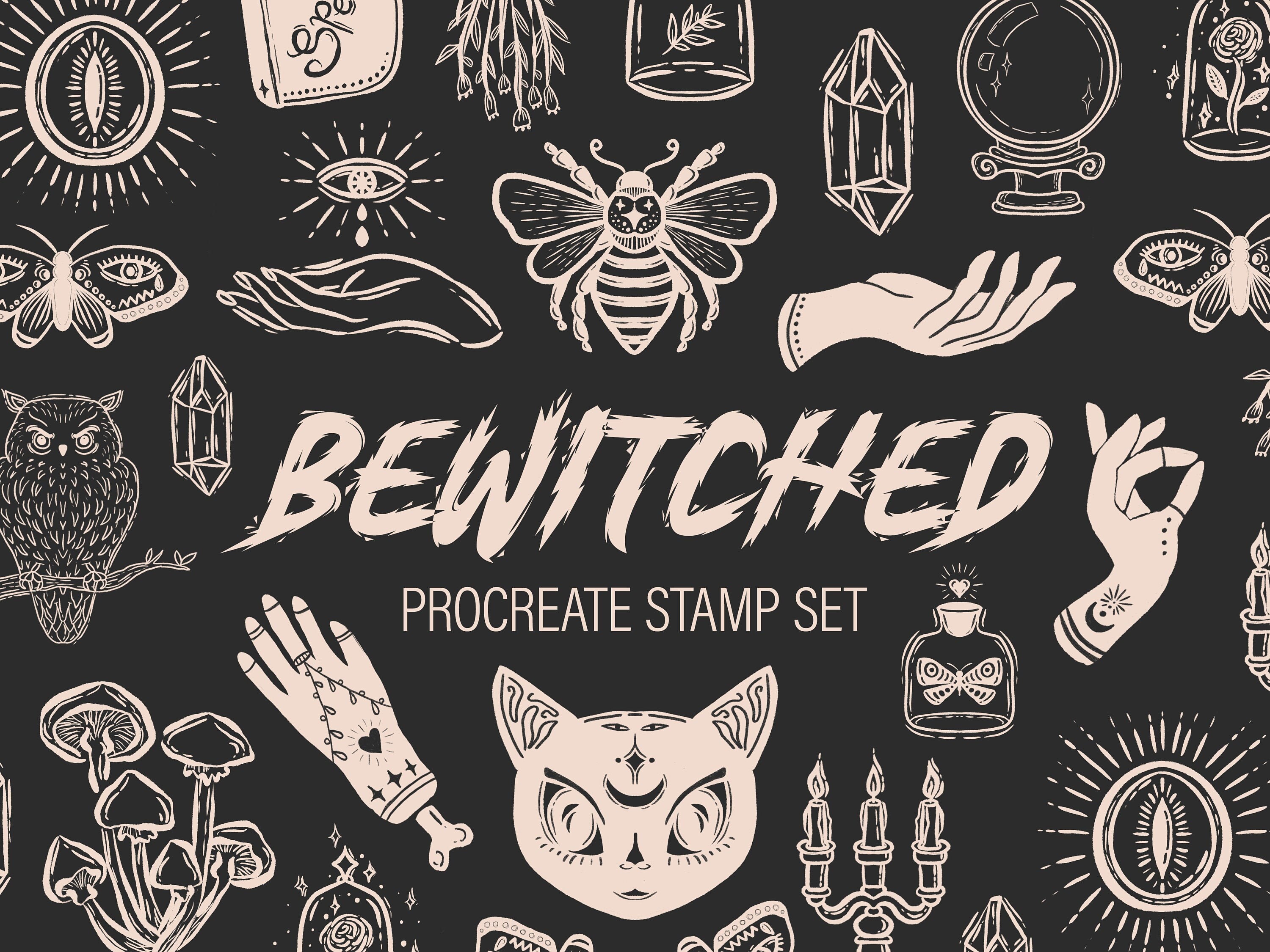 Witch Magic Sun Moon Hand Brushes Procreate - Stamps Digital for iPad ...