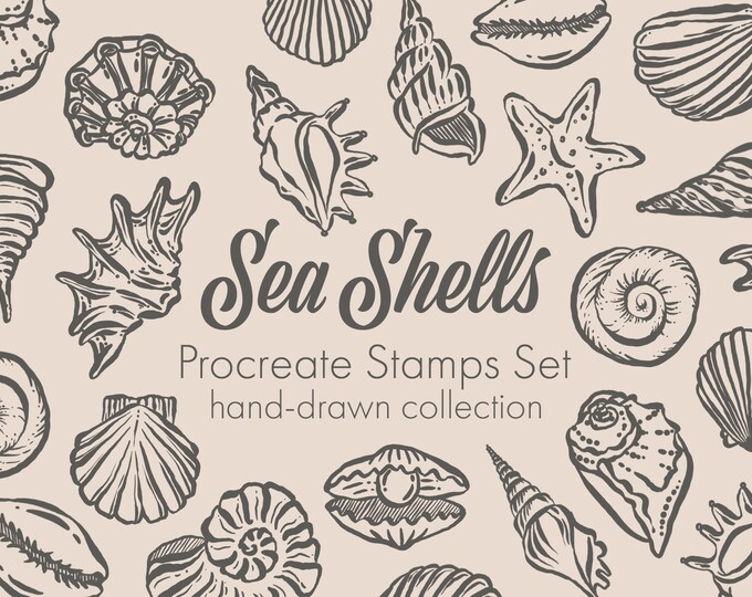 Shapes Procreate Stamp Brushes Sea Shell, Ocean Procreate Brushes ...