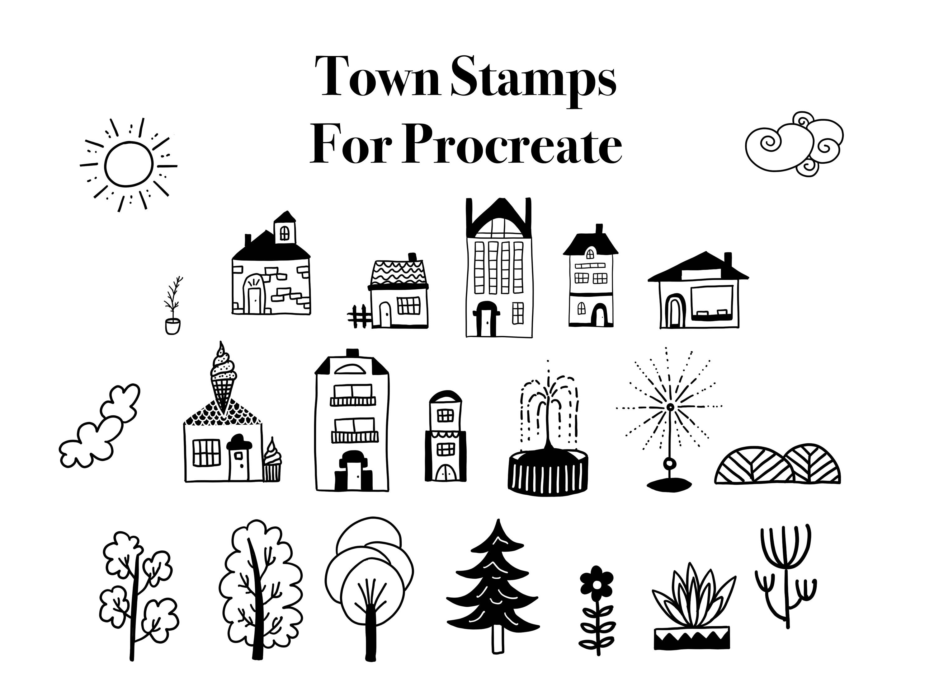 20+ Procreate Brushes Stamps Town City Collection Digital iPad ...