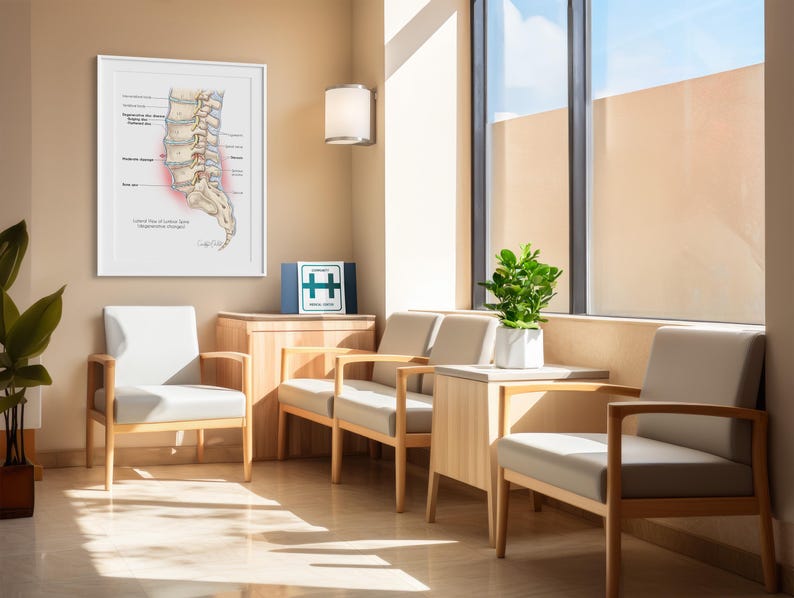 Medical Illustration Lumbar Spine Wall Art, Anatomy Gift for Doctor ...