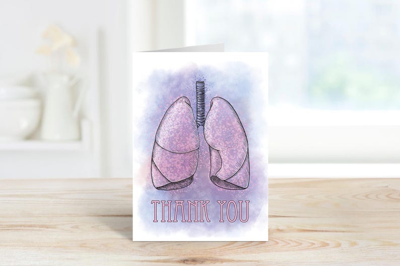 Lung Doctor Thank You Card, Pulmonologist Gift, Thank You Card for ...
