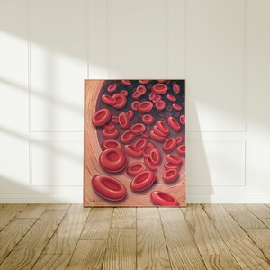Red Blood Cell Art Print, RBC Hematology Science Artwork, Blood Cell ...
