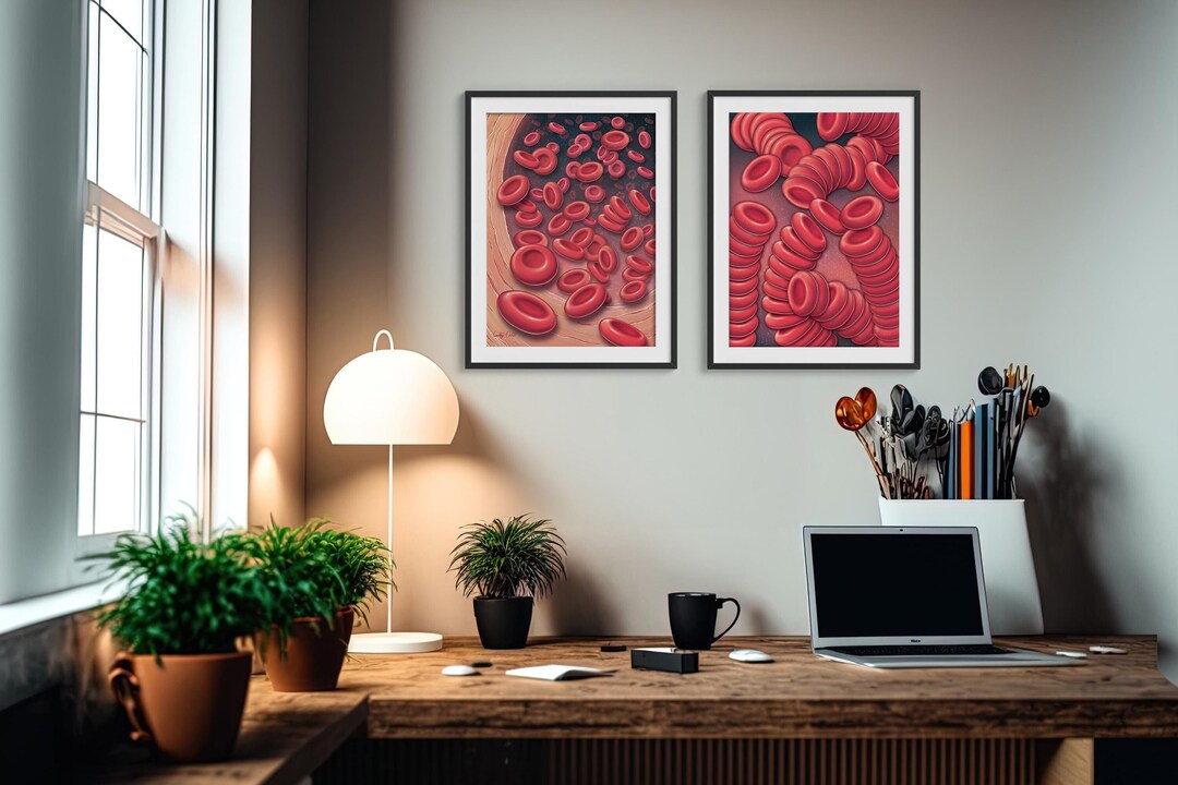 Red Blood Cells Wall Art Bundle With Two Prints, Medical Illustration ...