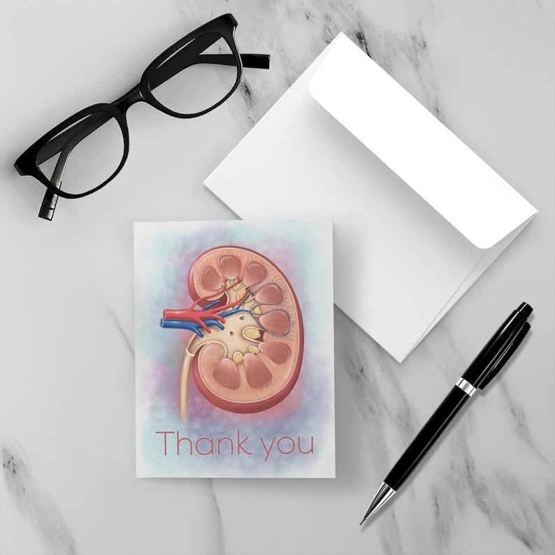 Kidney Doctor Thank You Card, Nephrologist Gift, Hospital Stationery ...