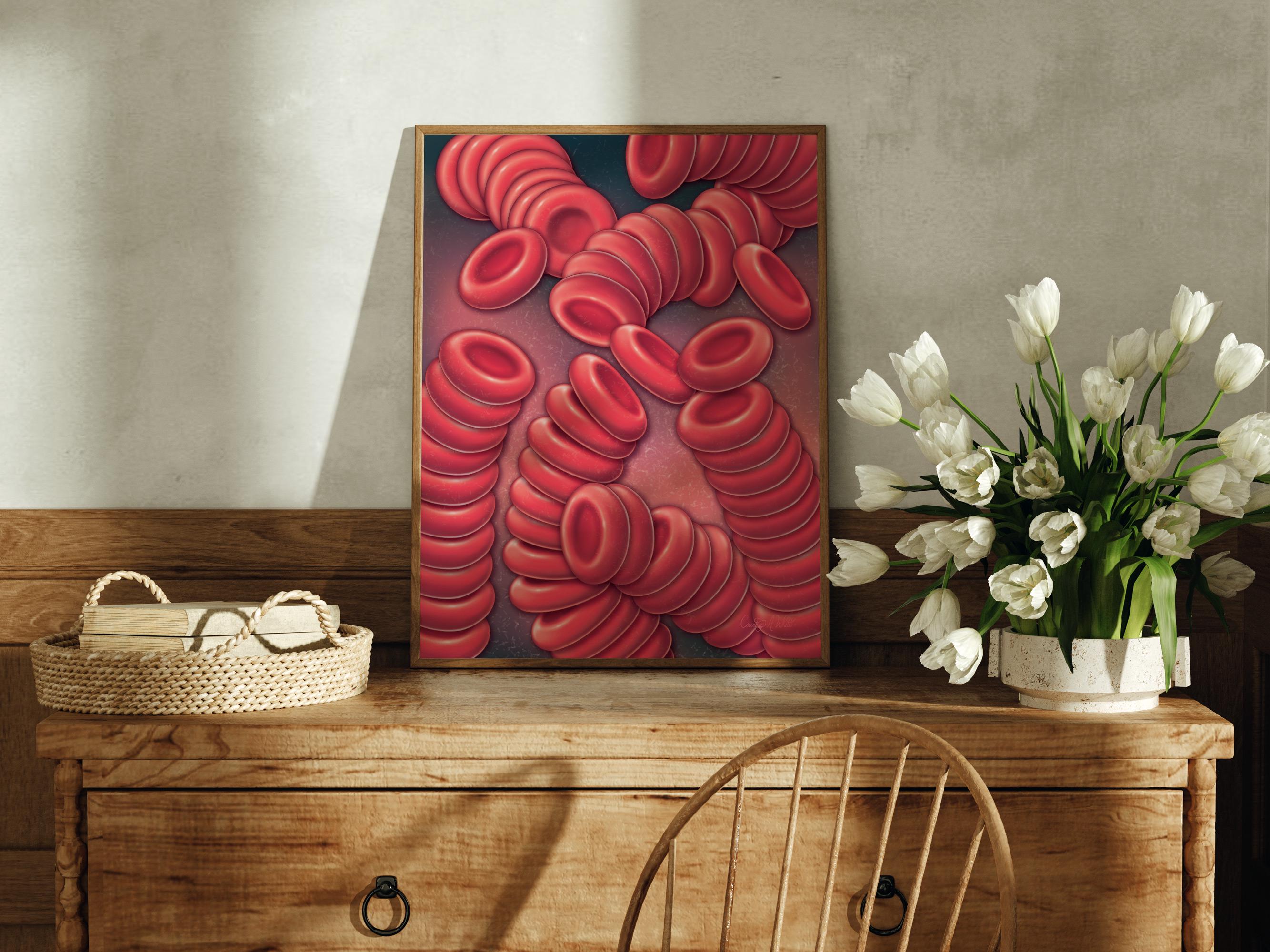 Red Blood Cells Art Print, Medical Illustration Wall Decor, Hematology ...