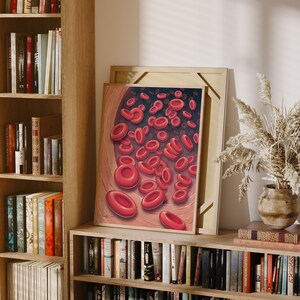 Red Blood Cell Art Print, RBC Hematology Science Artwork, Blood Cell ...