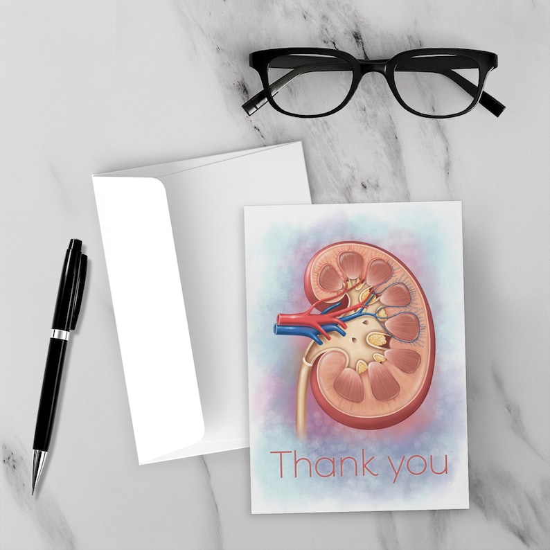 Kidney Doctor Thank You Card, Nephrologist Gift, Hospital Stationery ...
