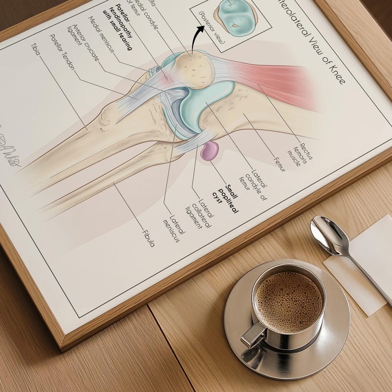 Medical Art Human Knee Anatomy Wall Art Medical Illustration Print ...