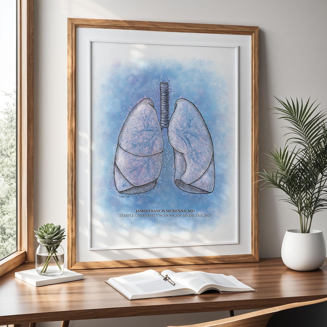 Lung Anatomy Art Print, Medical Illustration Art, Personalized Doctor ...
