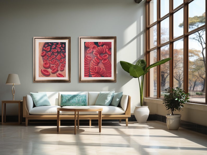 Red Blood Cells Wall Art Bundle With Two Prints, Medical Illustration ...