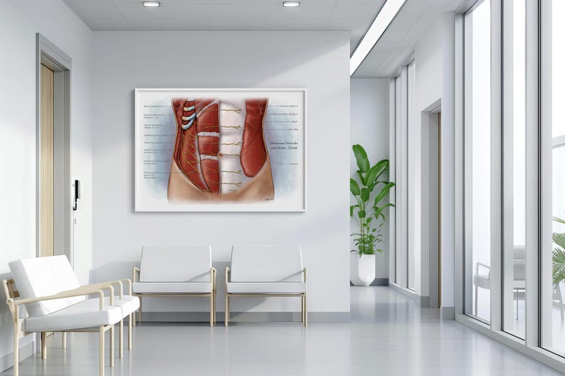 Abdominal Muscles Anatomy Wall Art, Thorax Medical Illustration Print ...