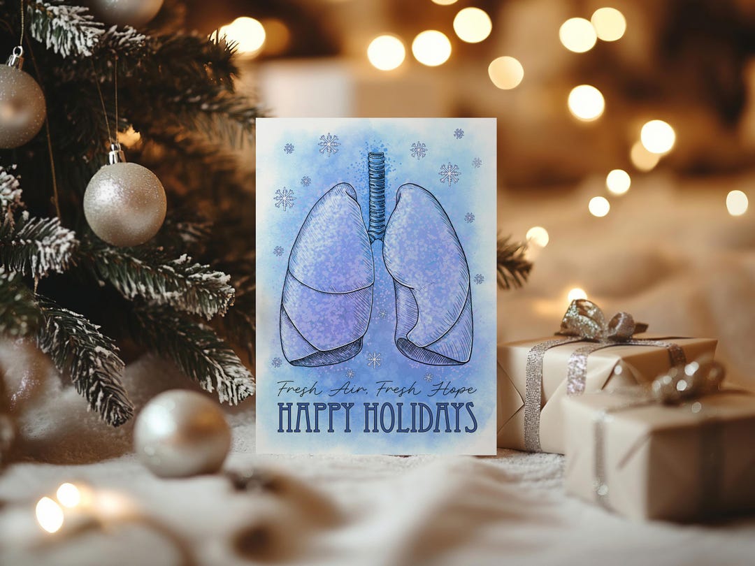Medical Holiday Card, Anatomy Christmas Card, Lungs Illustration Art ...