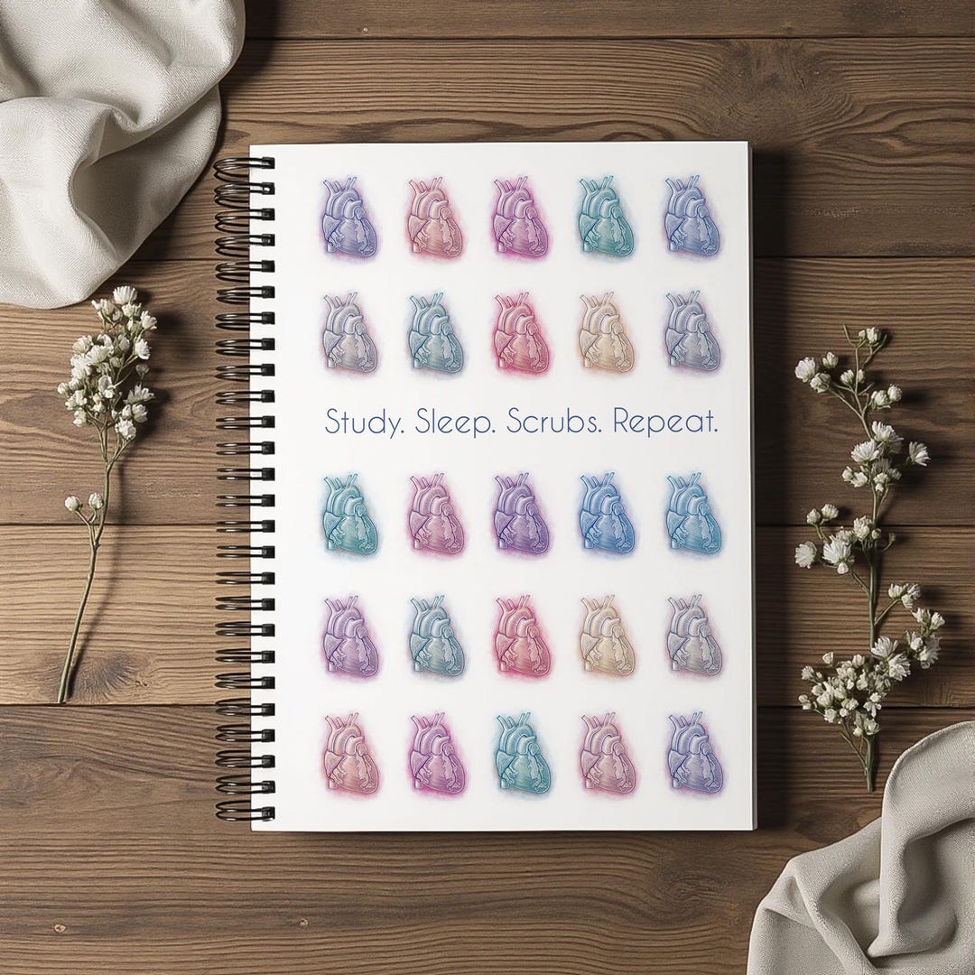 Medical Student Spiral Notebook With Heart Anatomy Illustration ...