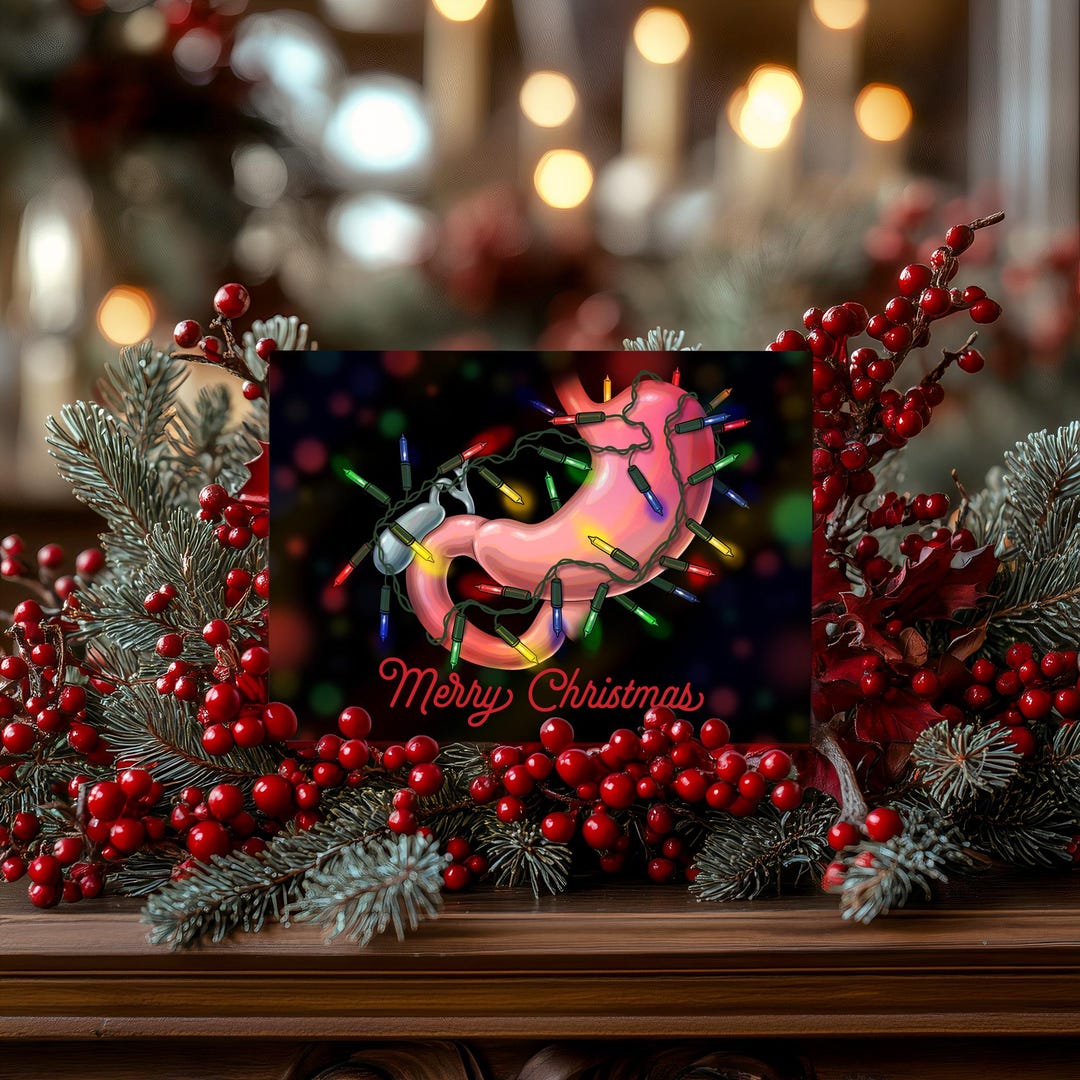 Medical Themed Christmas Card, Stomach Anatomy Christmas Card, Doctor ...