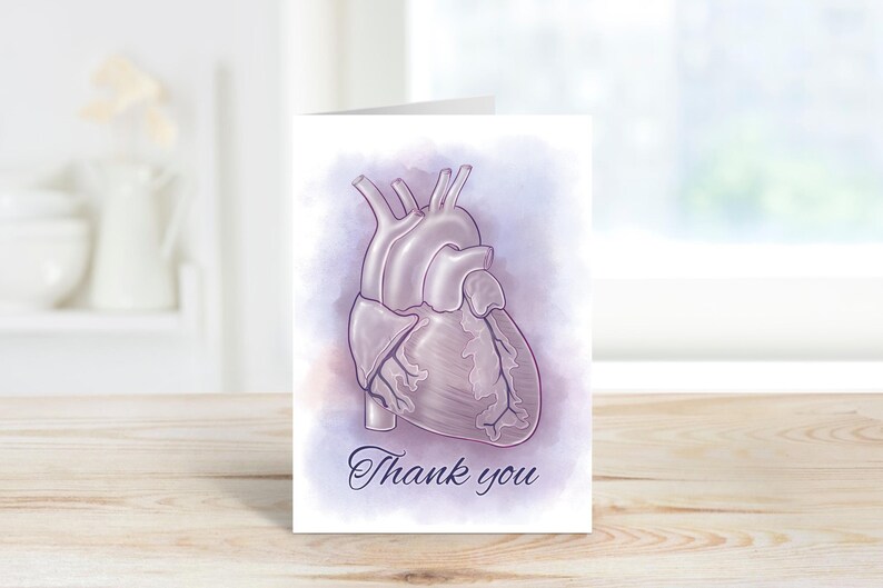 Cardiologist Thank You Card Heart Doctor Anatomy Gift Best Doctor Note ...