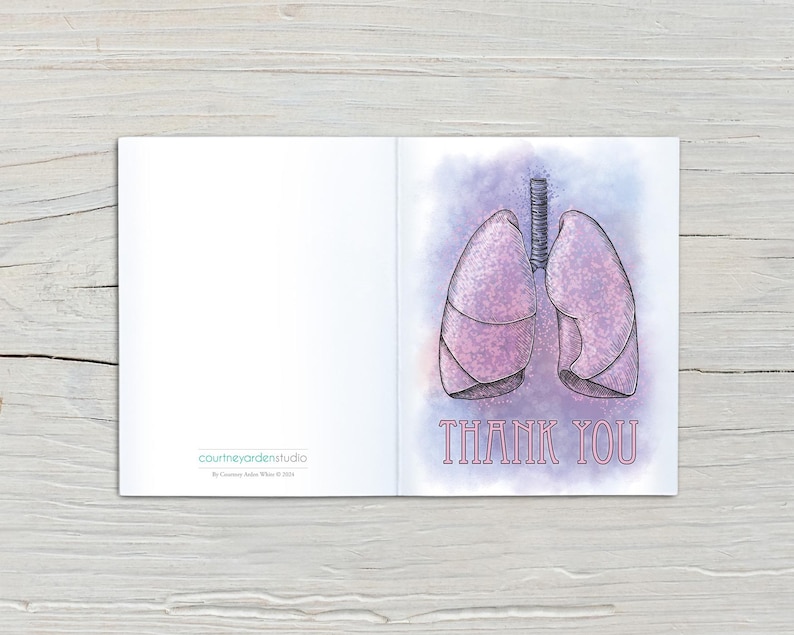 Lung Doctor Thank You Card, Pulmonologist Gift, Thank You Card for ...