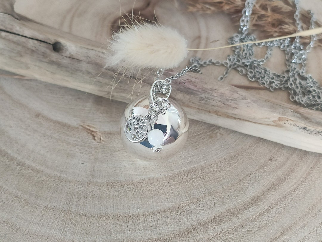 Silver Pregnancy Bola, Tree of Life, Natural Stones, Stainless Steel ...