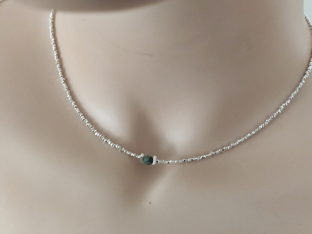 Solid Silver Necklace and Emerald Pearl, 997 Silver, Karen Hill, Semi ...