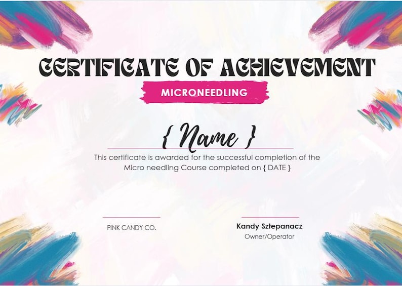 Micro Needling Certificate Only - Etsy