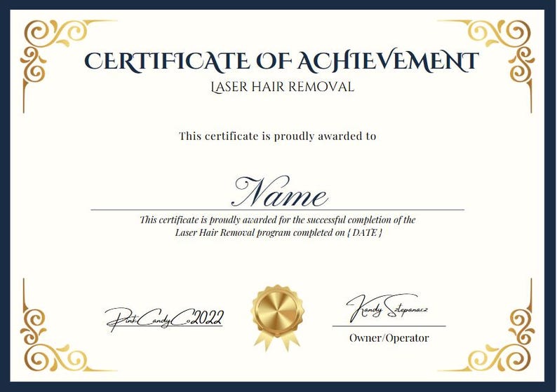 Laser Hair Removal Certificate Only - Etsy