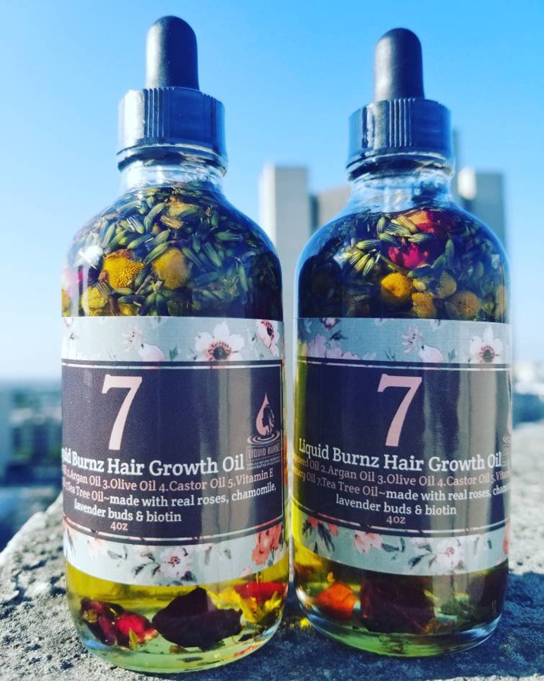 Flower Power Hair Growth Oil W/red Roses, Chamomile, & Lavender Buds - Etsy