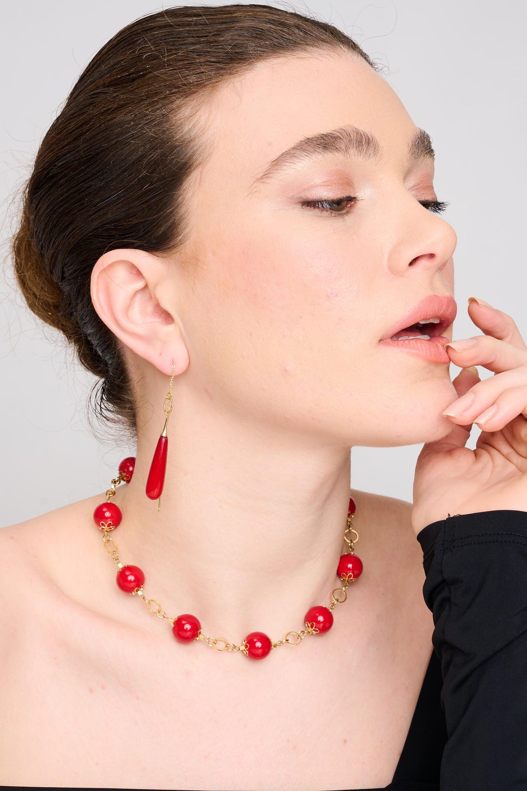 Handmade Coral Statement Choker: Gold-plated Chain Necklace - Etsy