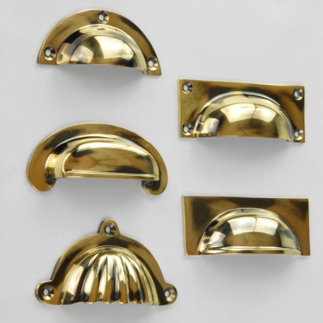 Solid Antique Brass Cabinet Kitchen Drawer Door Cup Handles Pulls Knobs ...