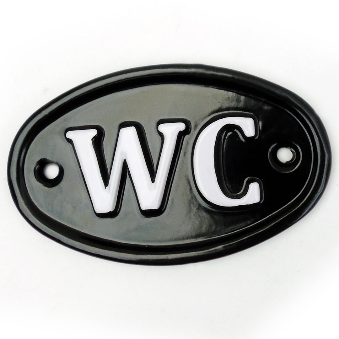 A Vintage Style WC Toilets Cast Iron Metal Sign Door Plaque Black ...