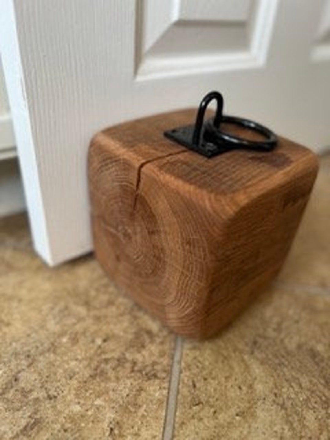 Solid Oak Door Stop Sawn Effect End Grain With Industrial Fitting. Heavy Wooden Door Stop. - Etsy UK